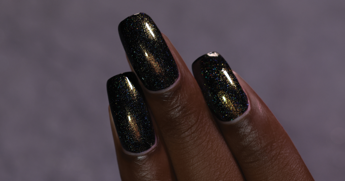 Black And Gold Glitter Nails