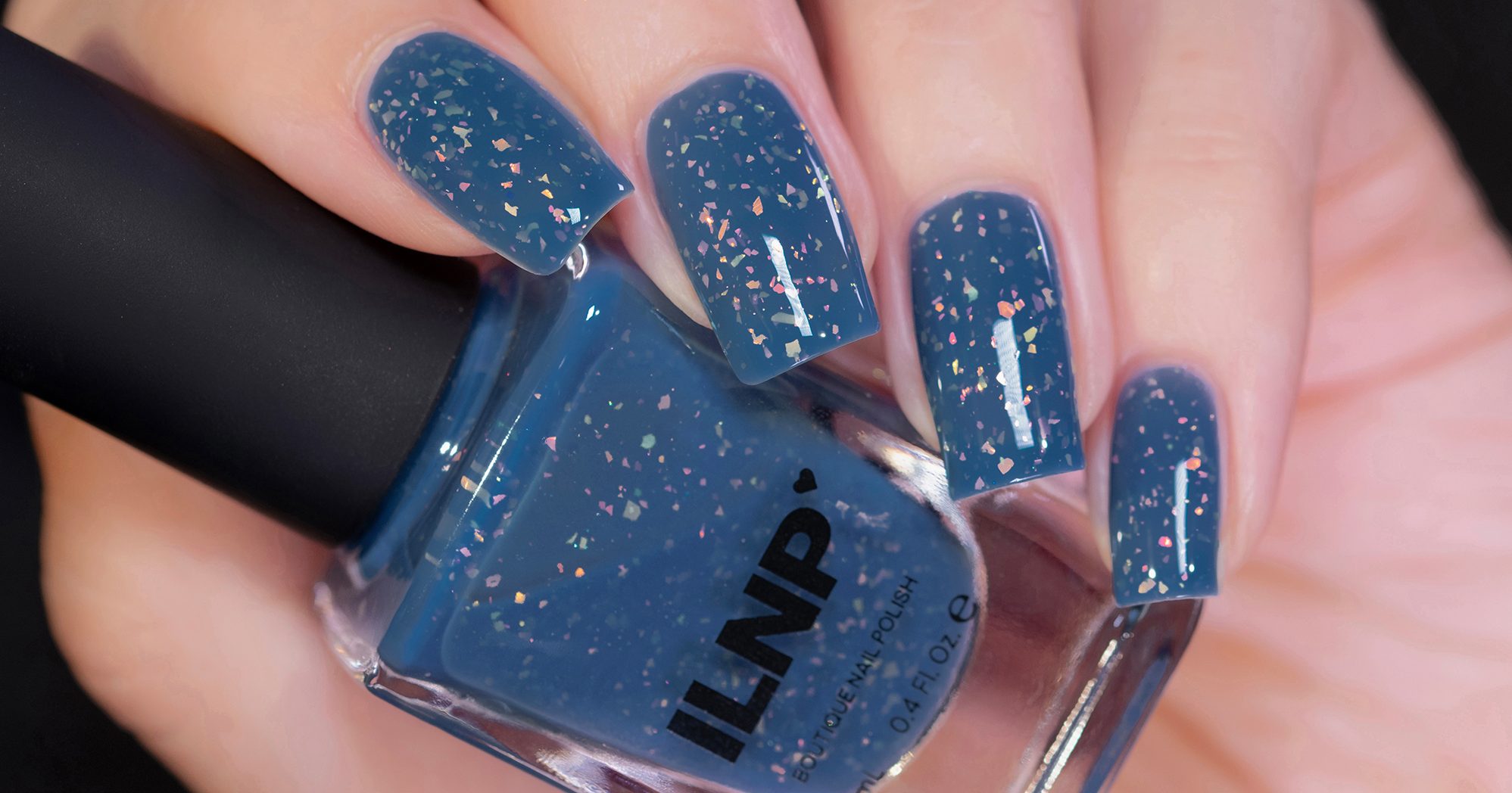 ILNP Jumping Puddles - Slate Blue Flakie Shimmer Nail Polish